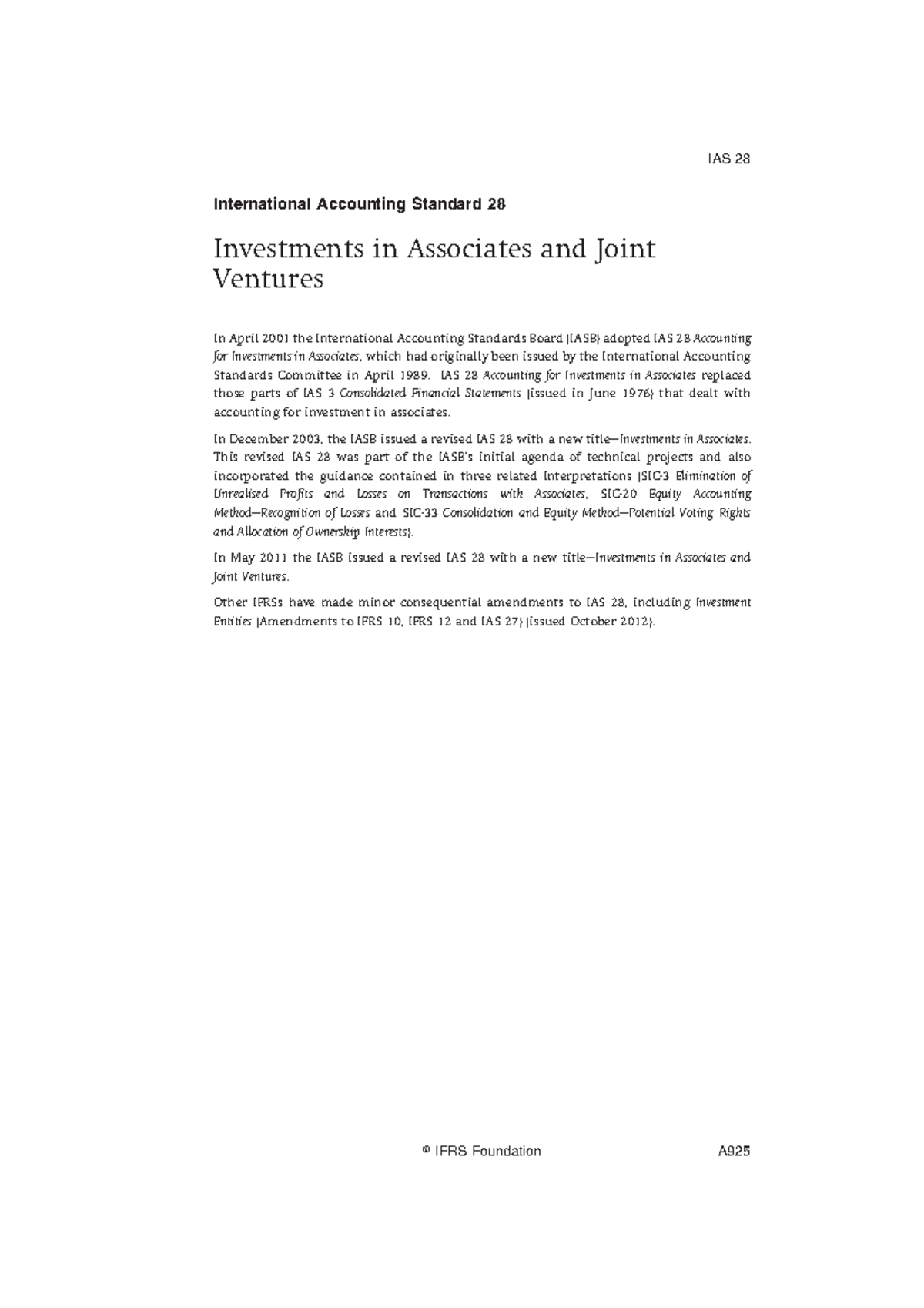 IAS 28 Investment in Assoc and JV - International Accounting Standard ...