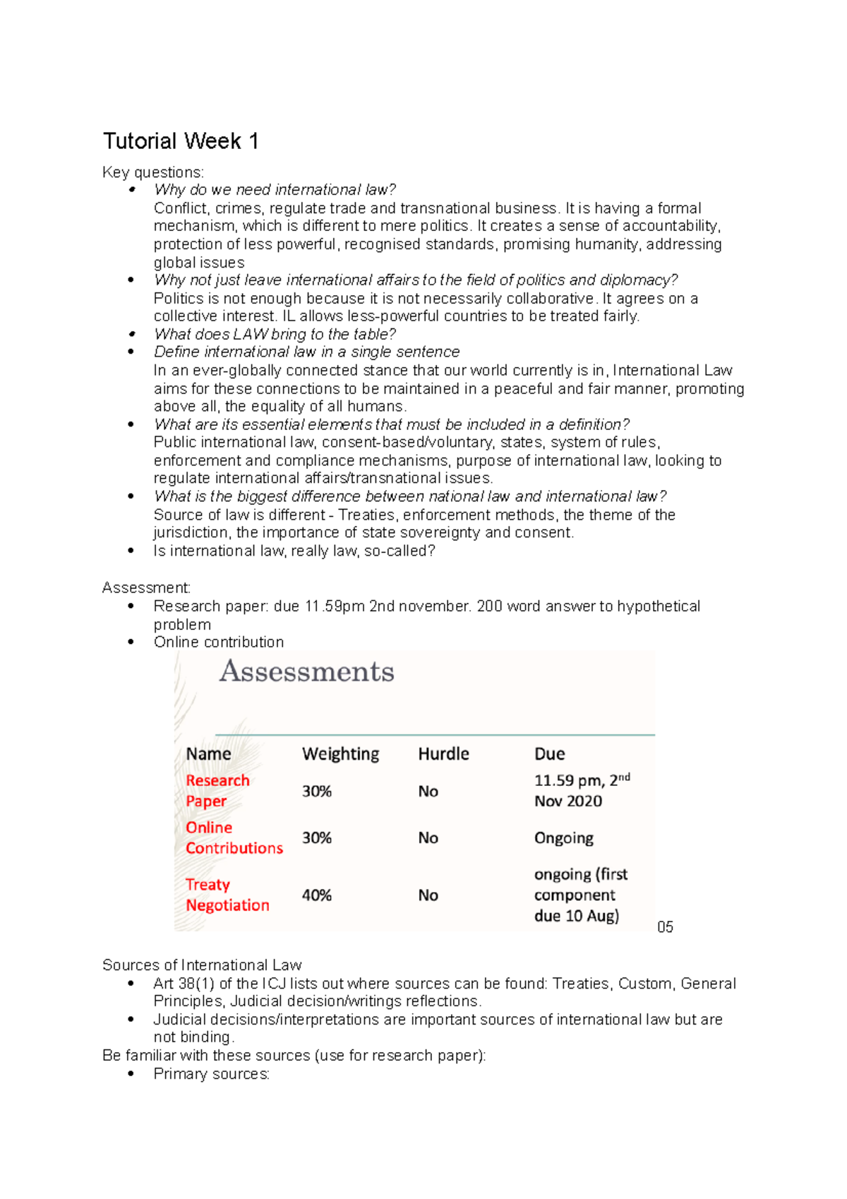 LAWS2000 Weeks 1-6 Tutorial and Blog Post Notes - Tutorial Week 1 Key ...