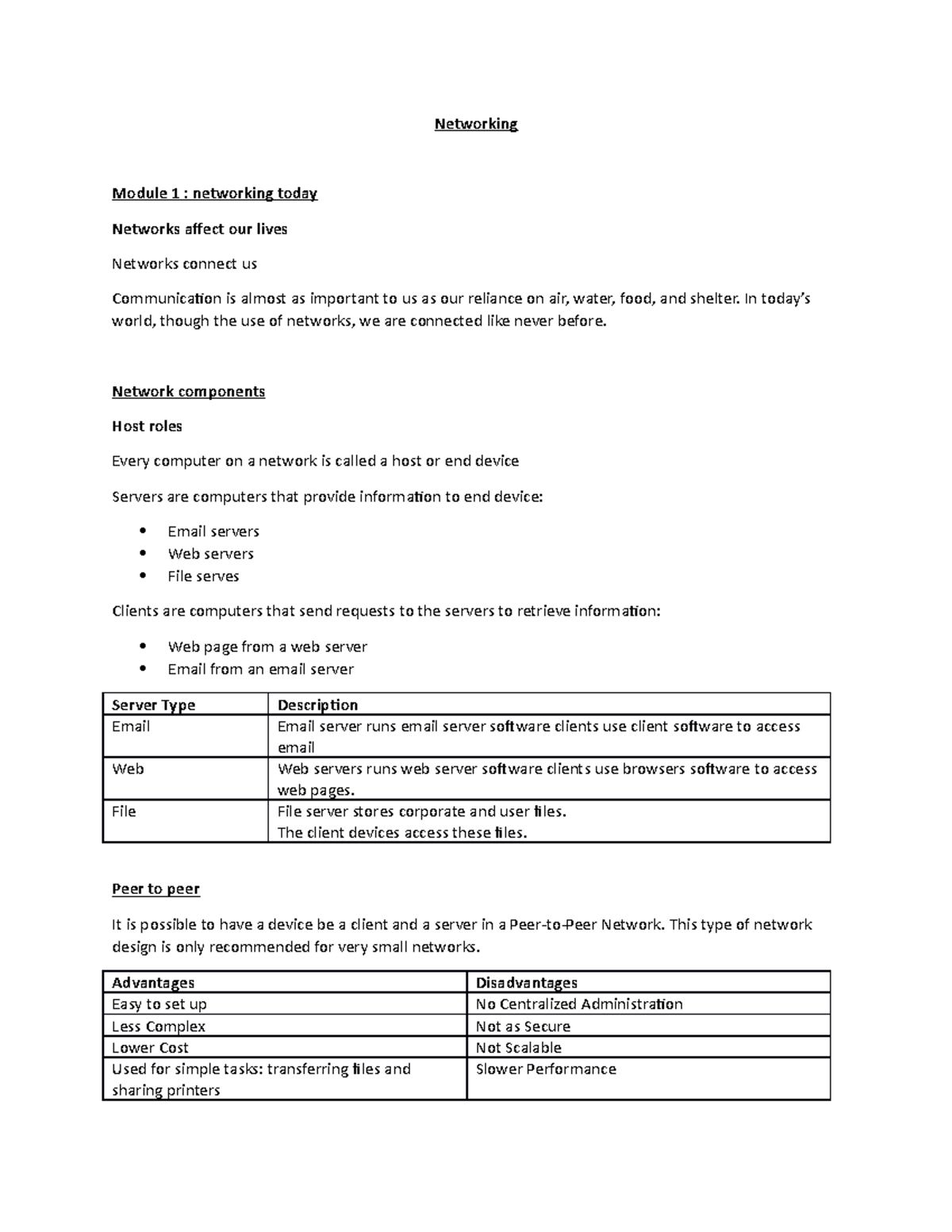 Networking - Networking Module 1 : networking today Networks affect our lives Networks connect ...