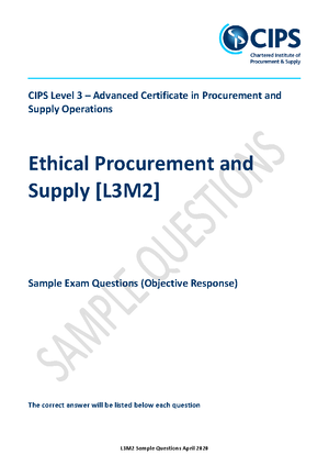 Sample Questions L4 Module 2 - Leading global excellence in procurement ...