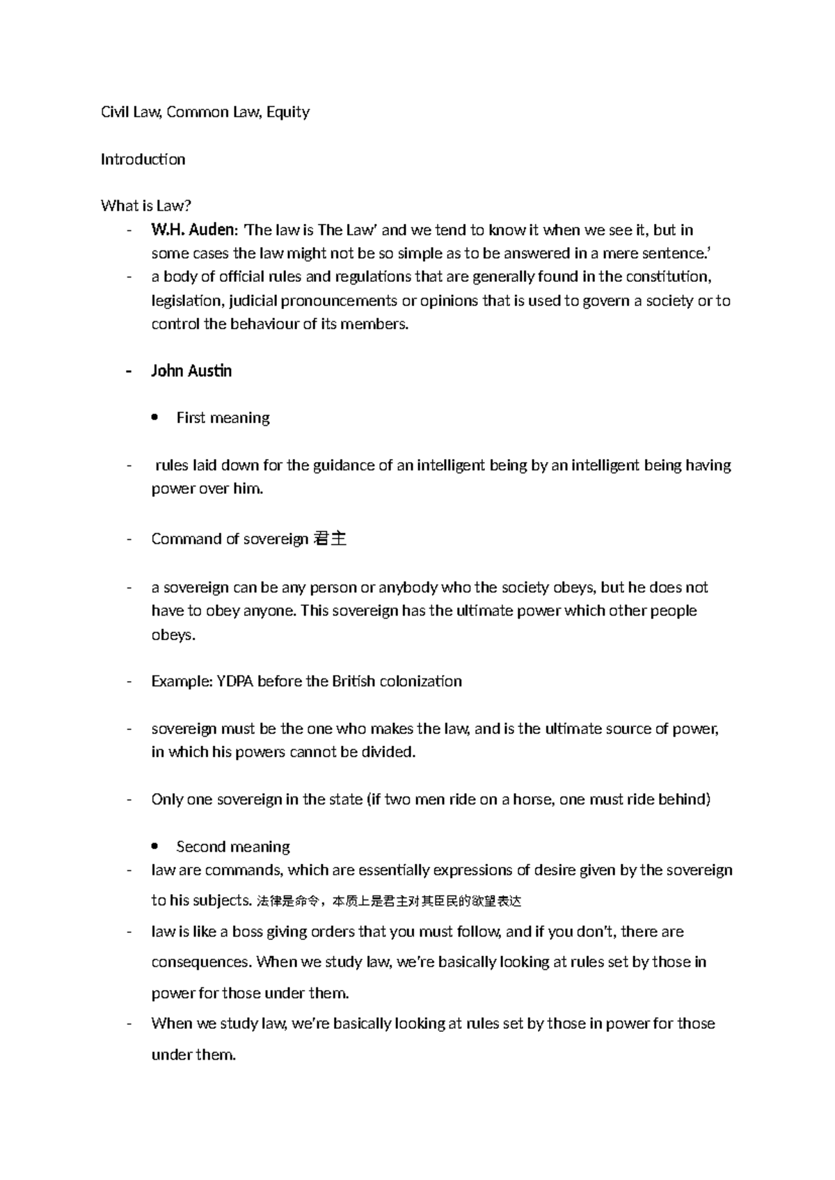 Civil Law, common law, equity Notes - Civil Law, Common Law, Equity ...