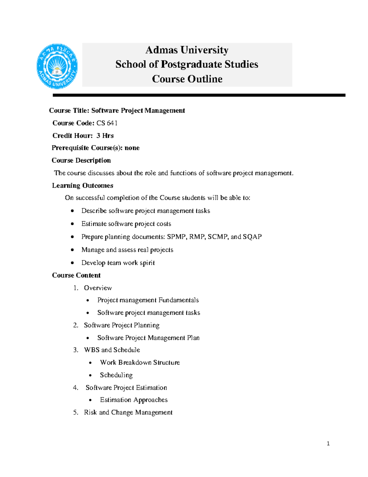 Software project management - Learning Outcomes On successful ...