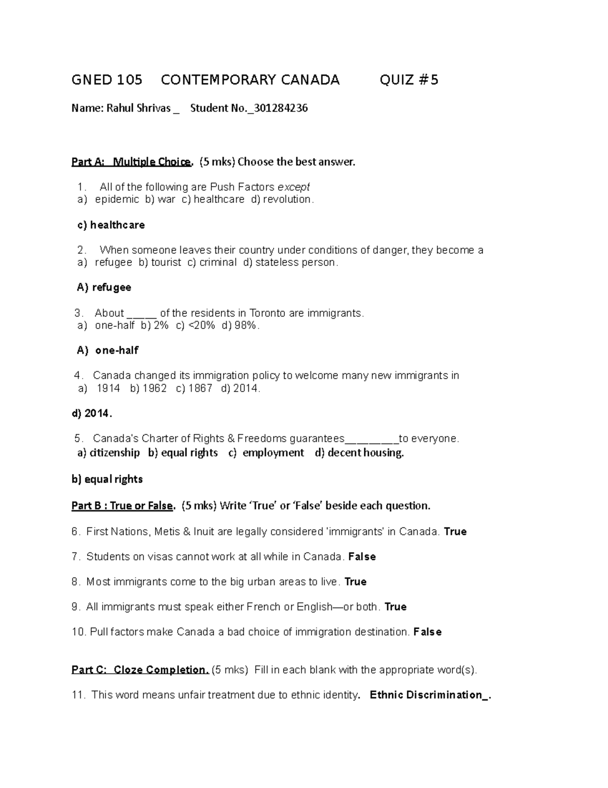 GNED 105 online QUIZ 5 - GNEDquiz - GNED 105 CONTEMPORARY CANADA QUIZ ...