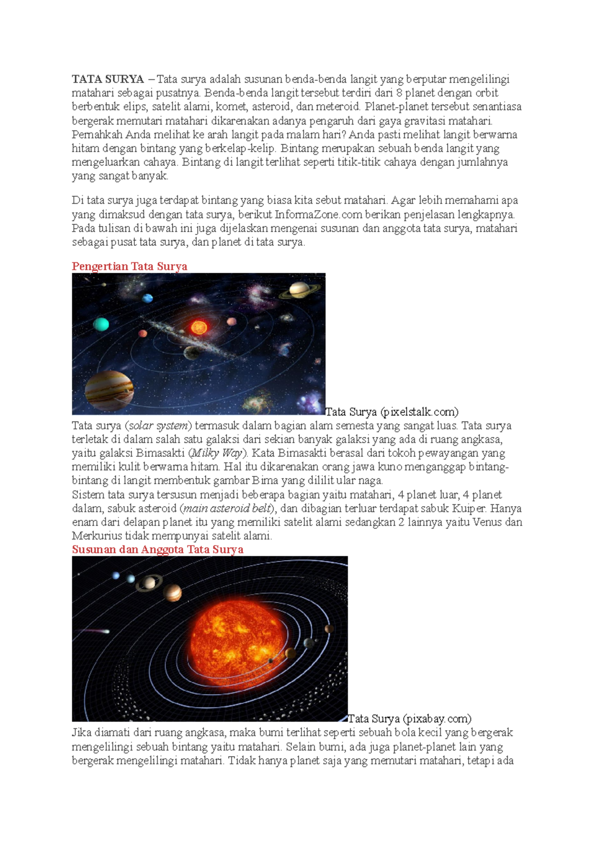 TATA Surya bahan ajar - MATA PELAJAAN IPAS - TATA SURYA – Tata surya adalah susunan benda-benda ...