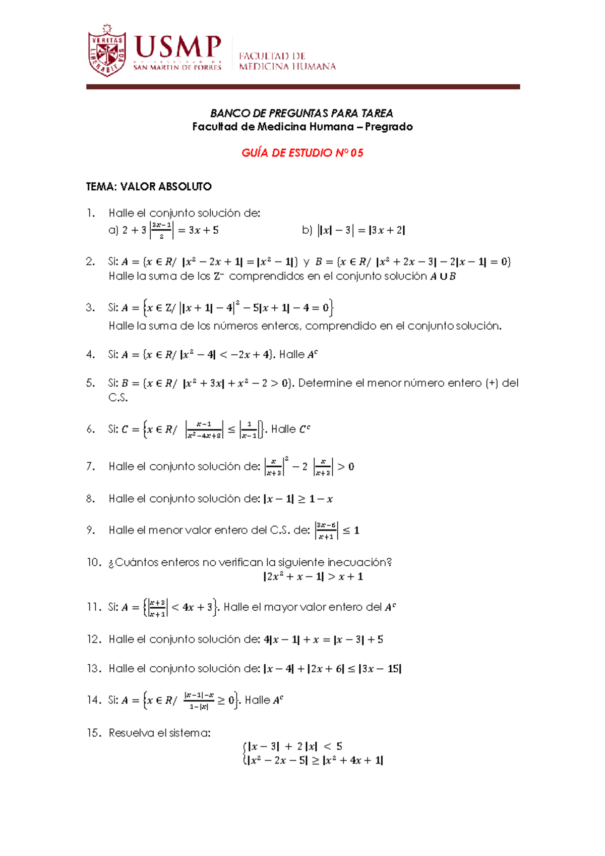 GUÍA DE Estudio Nº 05 - GDFGDFG - BANCO DE PREGUNTAS PARA TAREA ...