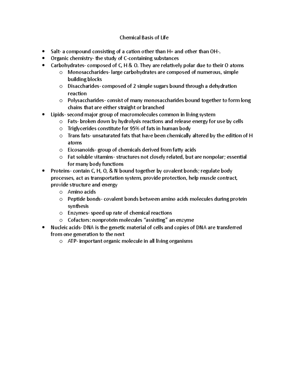 Anatomy- Chemical Basis of Life, Cell Biology - Chemical Basis of Life ...