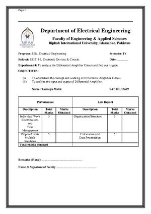 Lab report 1 Basic Electronics - Department of Electrical Engineering ...