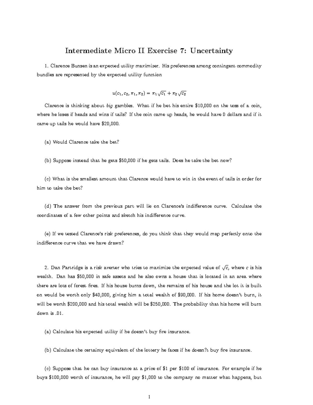 Micro tutorial 6 - General Equilibrium: Exchange economy - Intermediate Micro II Exercise 7 ...