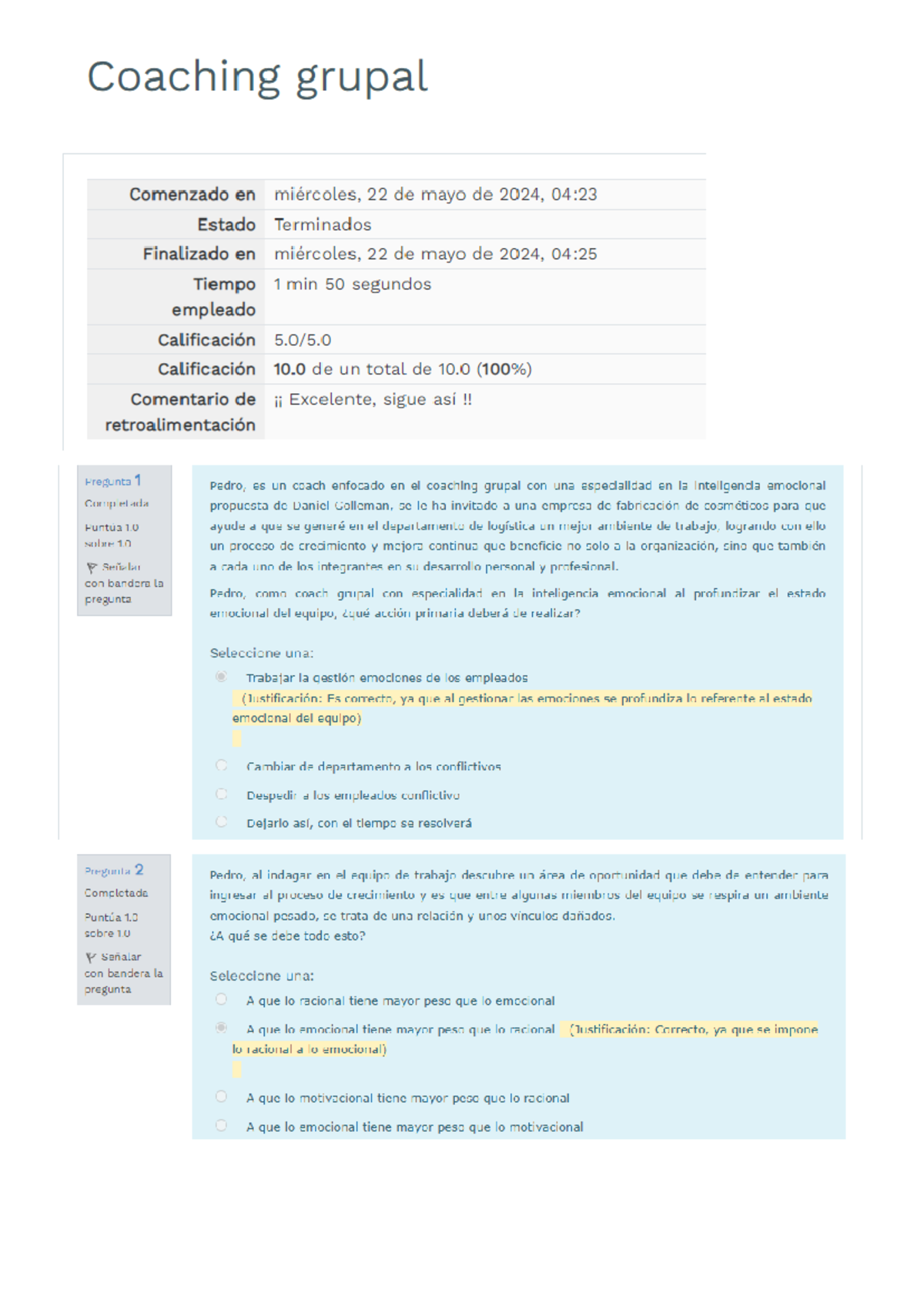 Autocalificable semana 3 Coaching Grupal - Coaching grupal Comenzado en ...