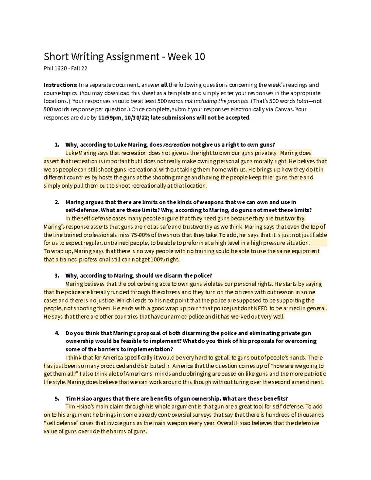 Short Writing Assignment Week 10 - Short Writing Assignment - Week 10 ...