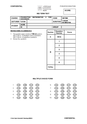 Ans Pre PSPM KMS SC025 2022 2023 - Question Mark 1 2 3 4 5 6 Total ...