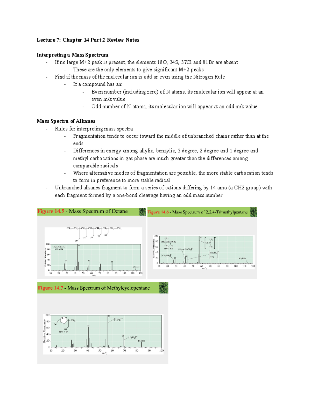 Lecture 7 Chapter 14 Part 2 Review Notes - Lecture 7: Chapter 14 Part 2 ...