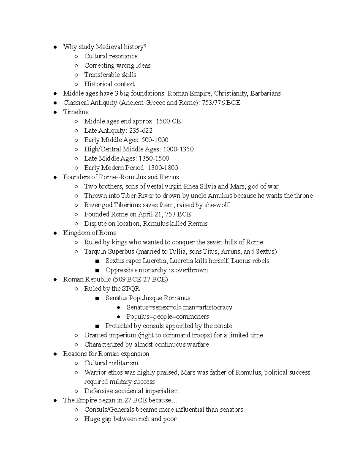 HIST1300 - Lecture notes Unit 1 - Why study Medieval history? Cultural ...