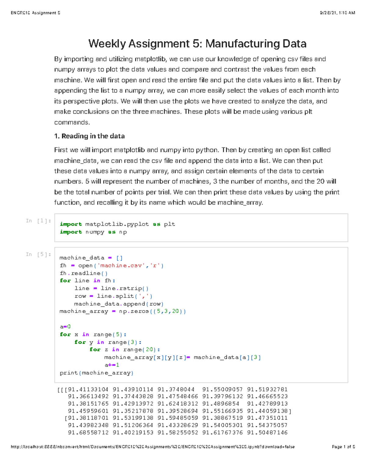 ENGR010 Assignment 5 - Weekly Assignment 5: Manufacturing Data By ...