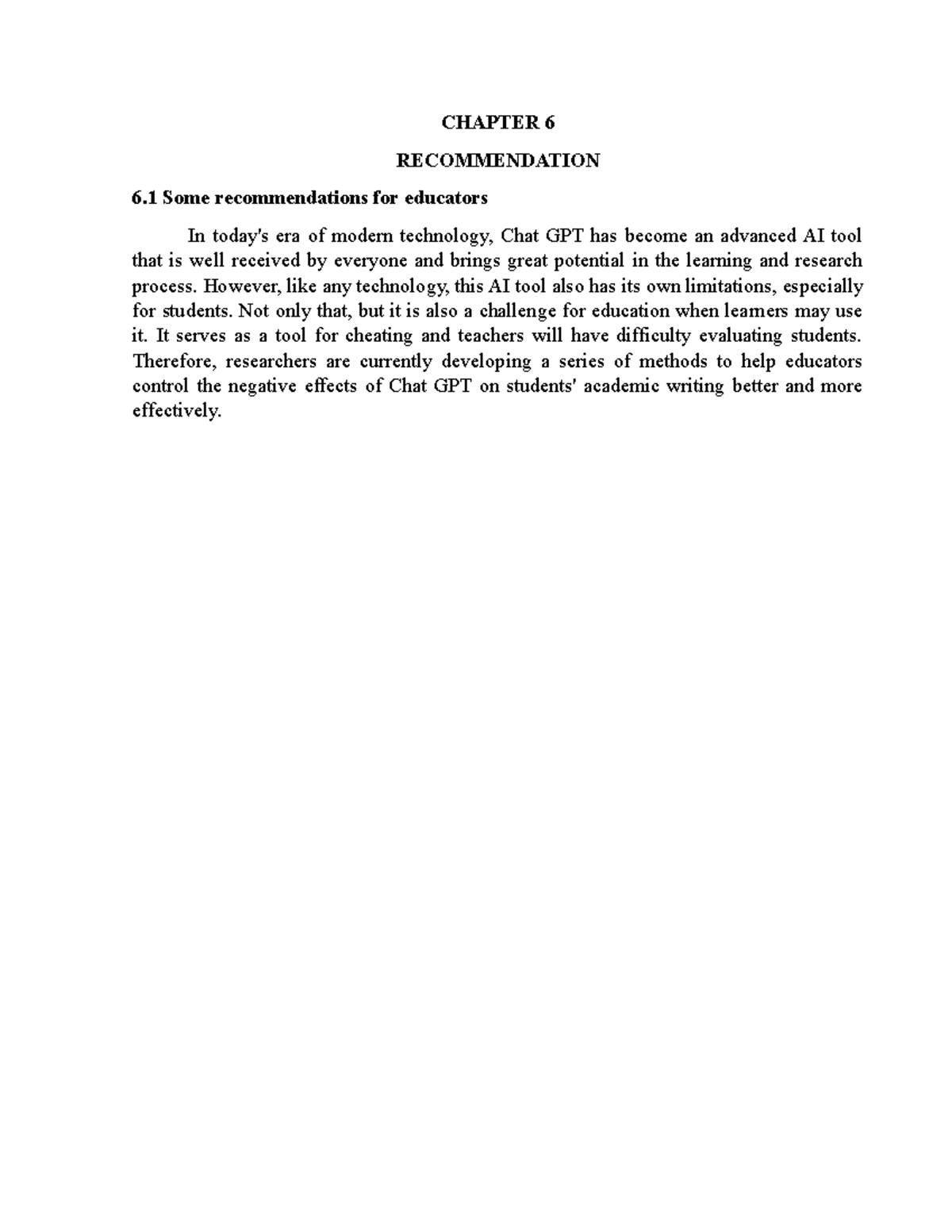 Chapter 6 - nckh - CHAPTER 6 RECOMMENDATION 6 Some recommendations for ...