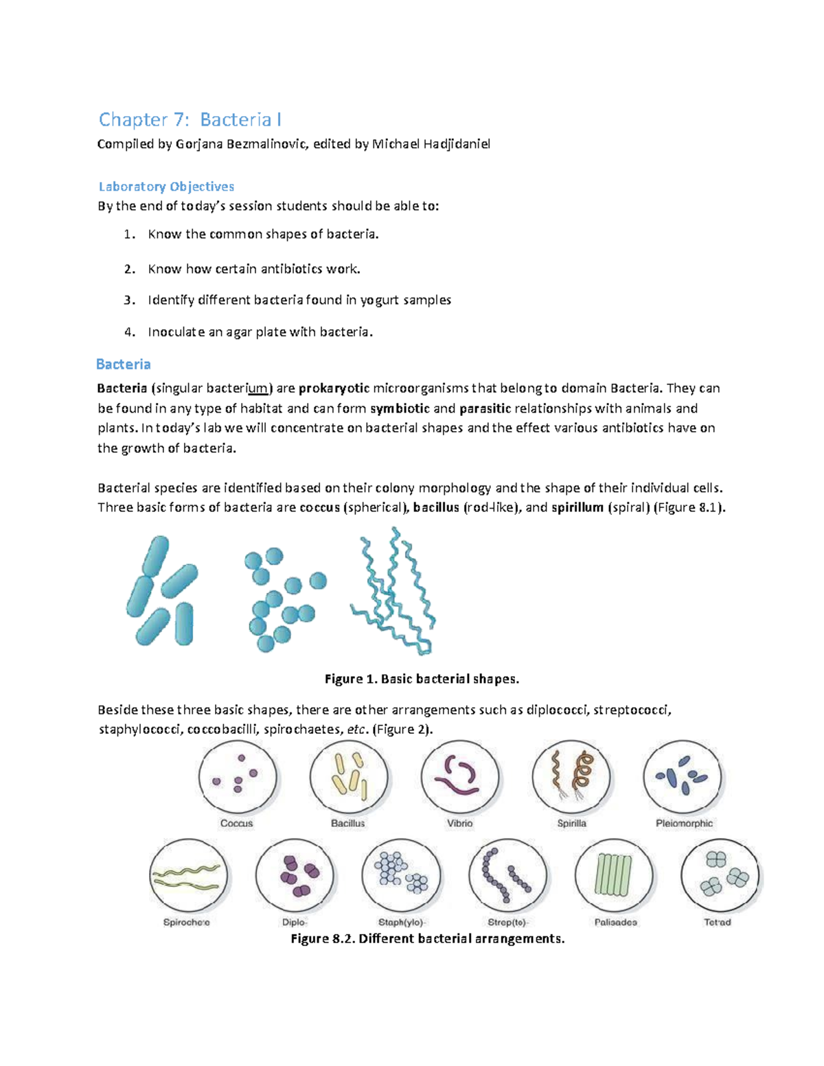 Bisc120 lab manual bacteria fall2024 - Chapter 7: Bacteria I Compiled by Gorjana Bezmalinovic ...