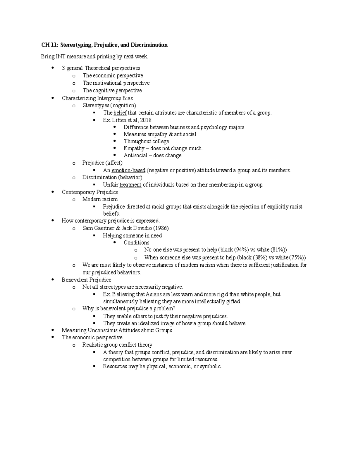 Social Psychology-Ch11 - CH 11: Stereotyping, Prejudice, and ...