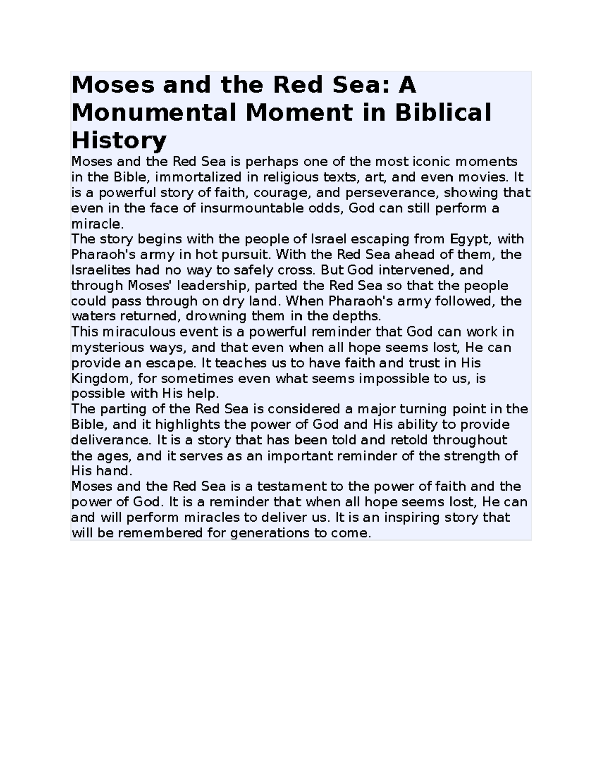 Moses and the Red Sea - It is a powerful story of faith, courage, and ...