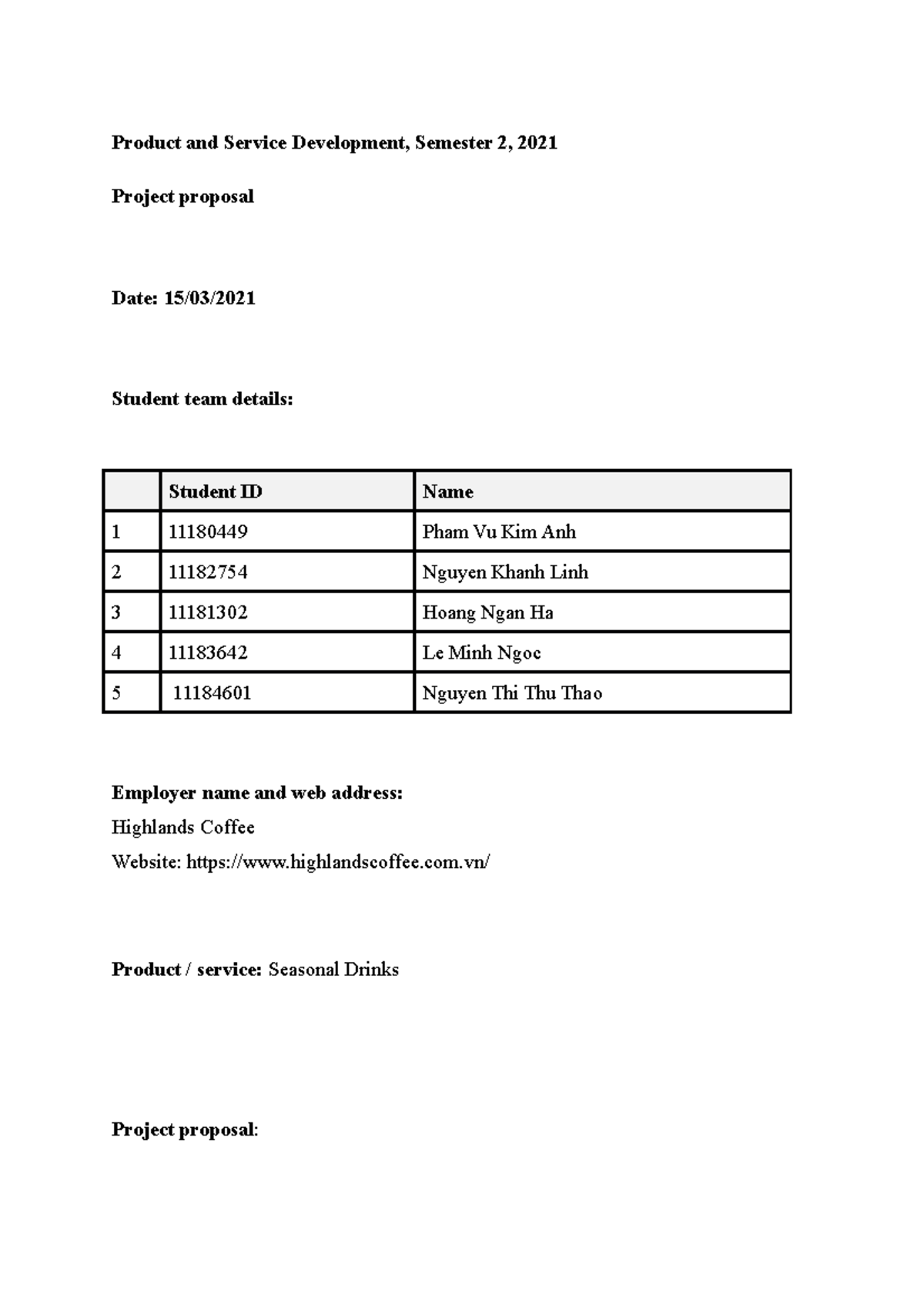 Group 5 Project Proposal - Product Management - NEU - Studocu