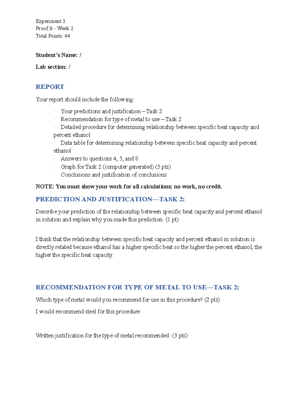 Chem 109 Exp. 3 Proof It Week 2 - Proof It - Week 2 Total Points: 44 ...
