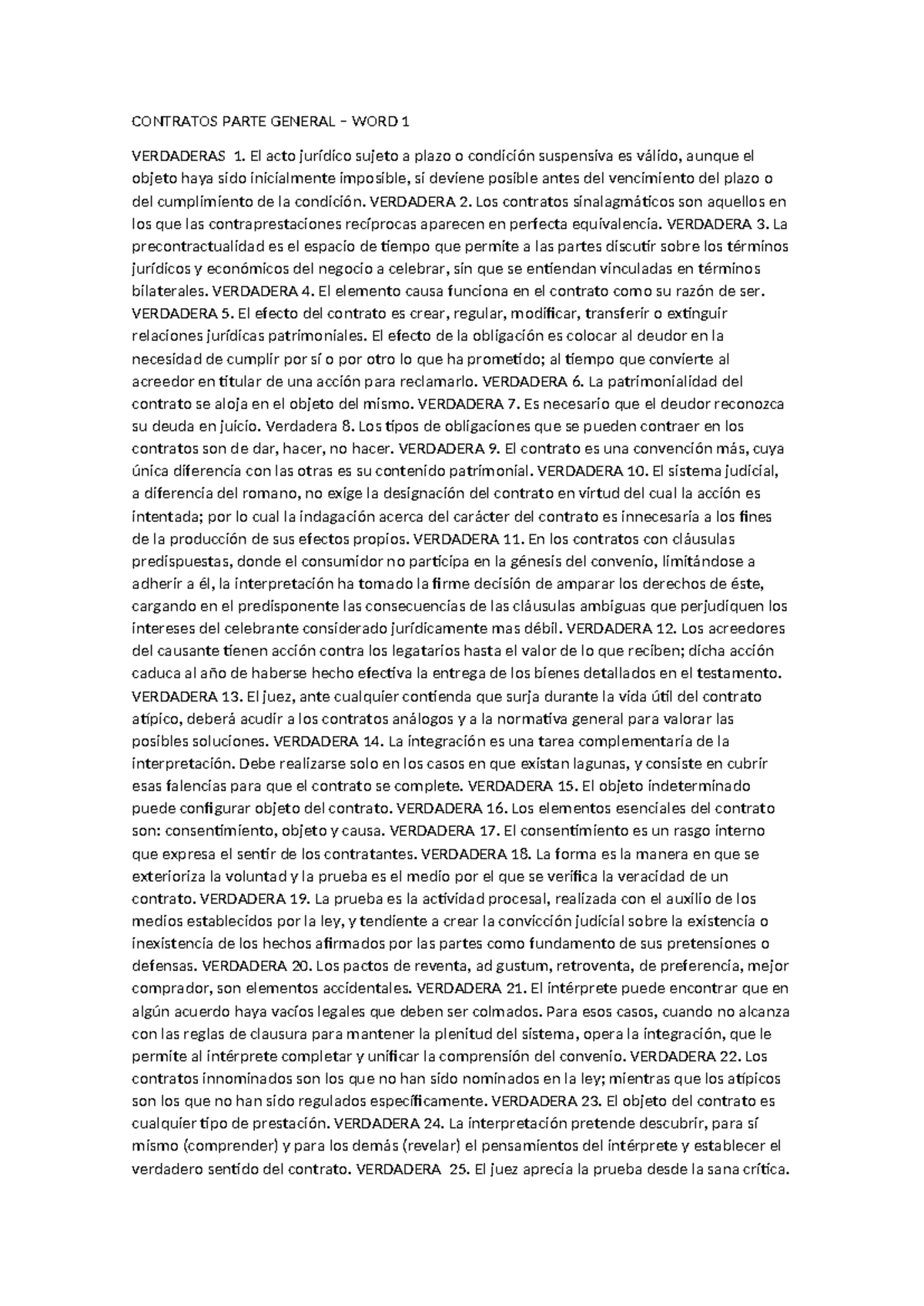 Contratos Parte General - CONTRATOS PARTE GENERAL – WORD 1 VERDADERAS 1 ...