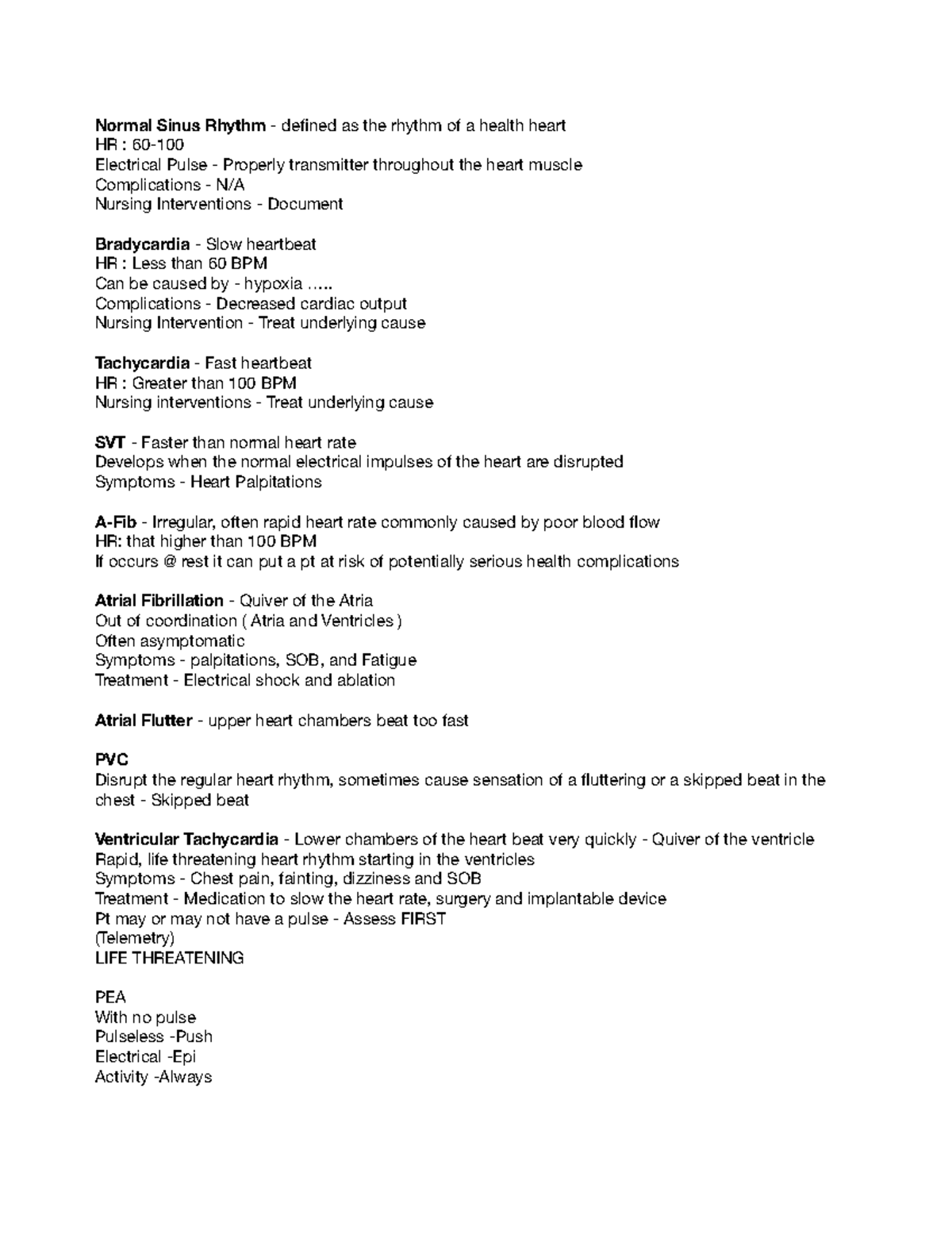 Cardiac Electrophysiology Notes - Normal Sinus Rhythm - defined as the ...