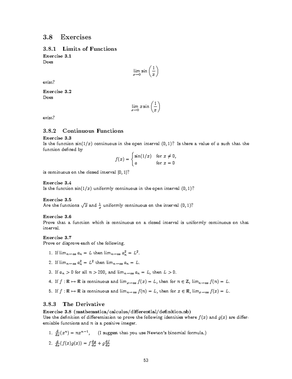 Ref MATH Adv Math Methods Sean Mauch-19 - 3 Exercises 3.8 Limits of ...