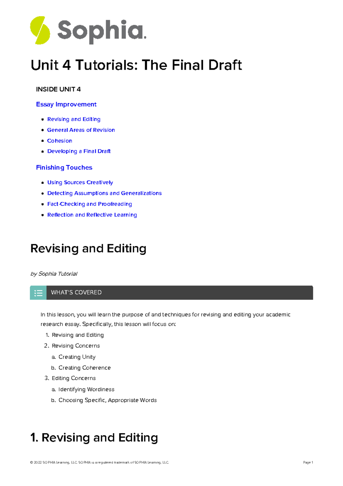Unit 4 tutorials the final draft - Unit 4 Tutorials: The Final Draft INSIDE UNIT 4 Essay ...