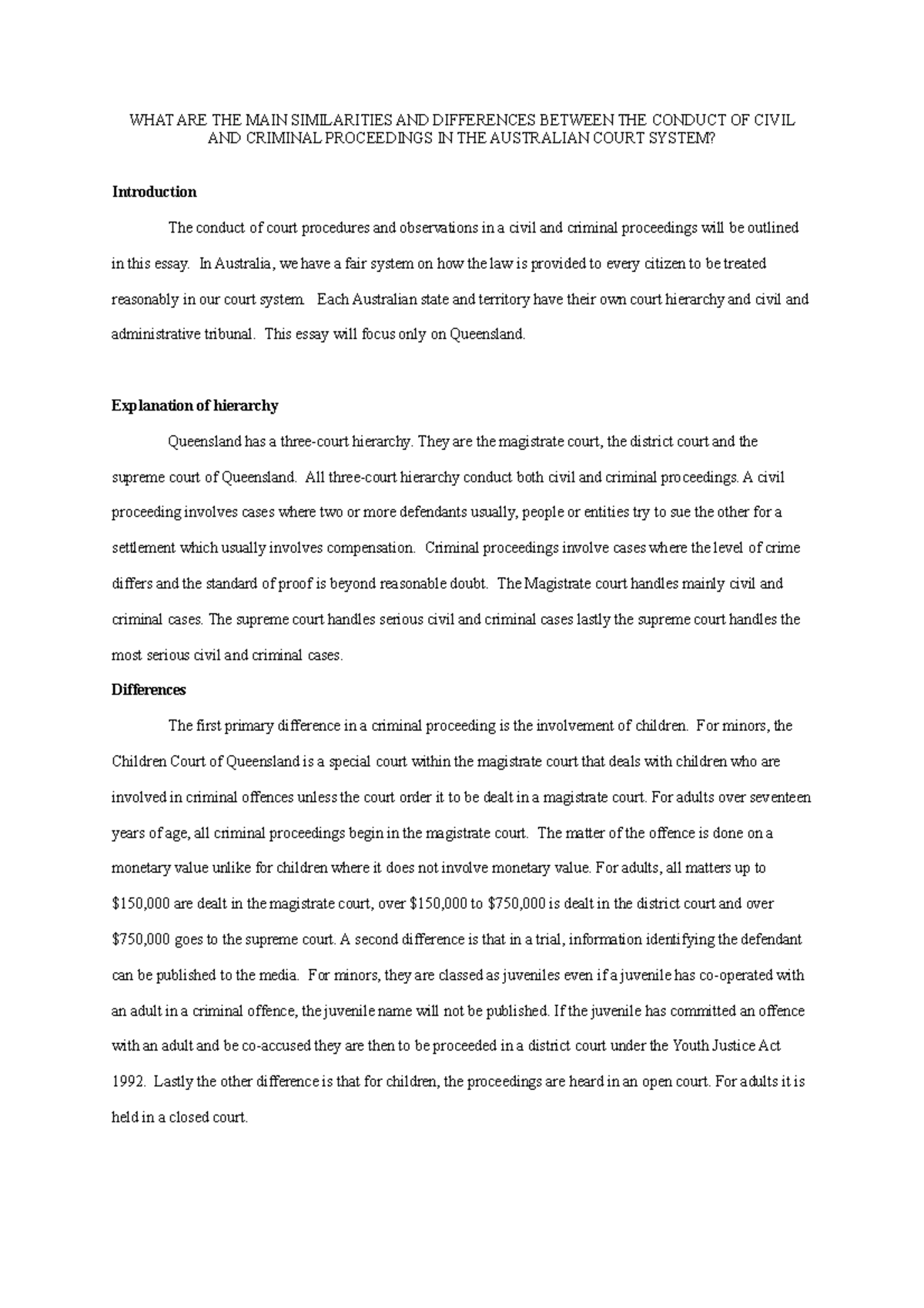 BU1112 Assessment Task 1 - WHAT ARE THE MAIN SIMILARITIES AND ...