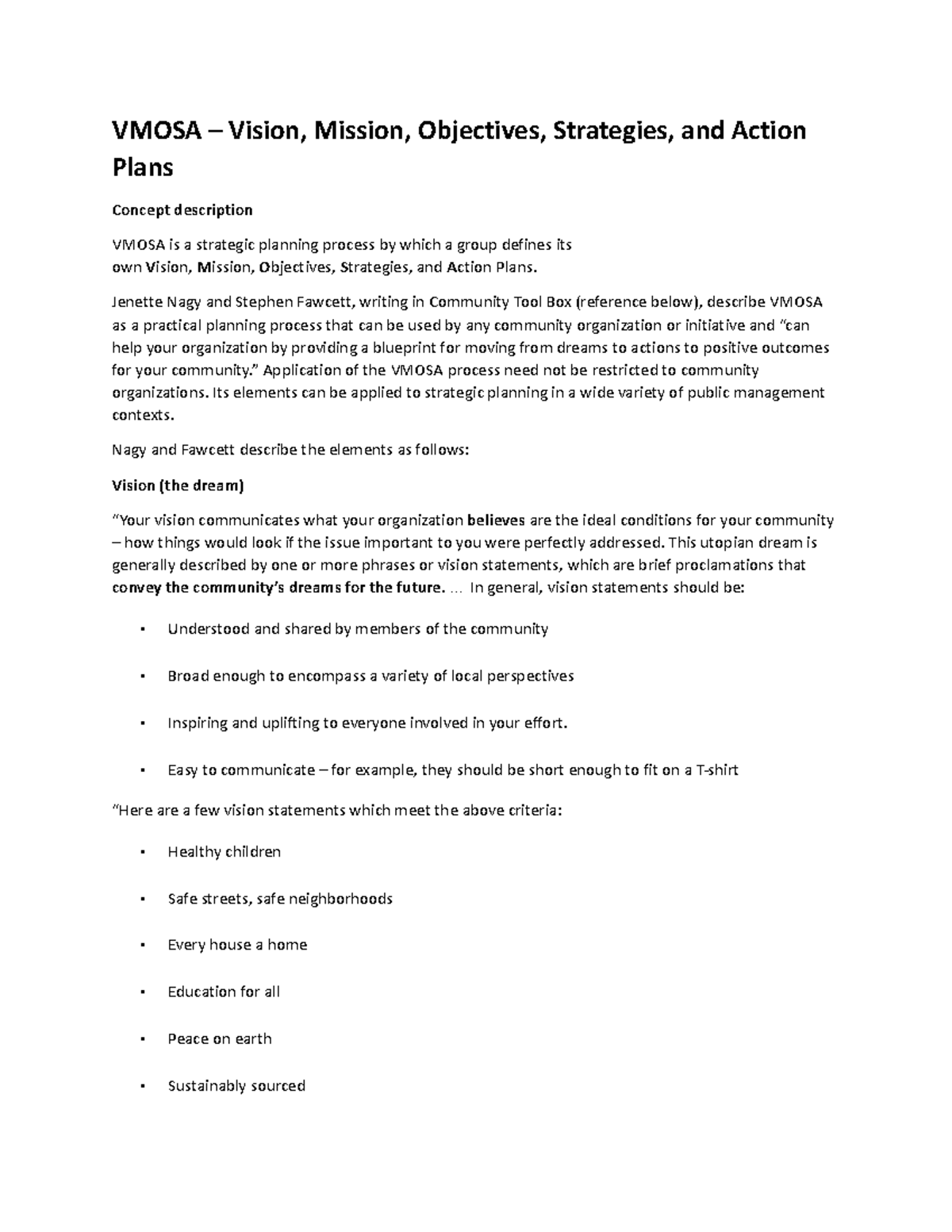 Vmosa - VMOSA – Vision, Mission, Objectives, Strategies, and Action ...