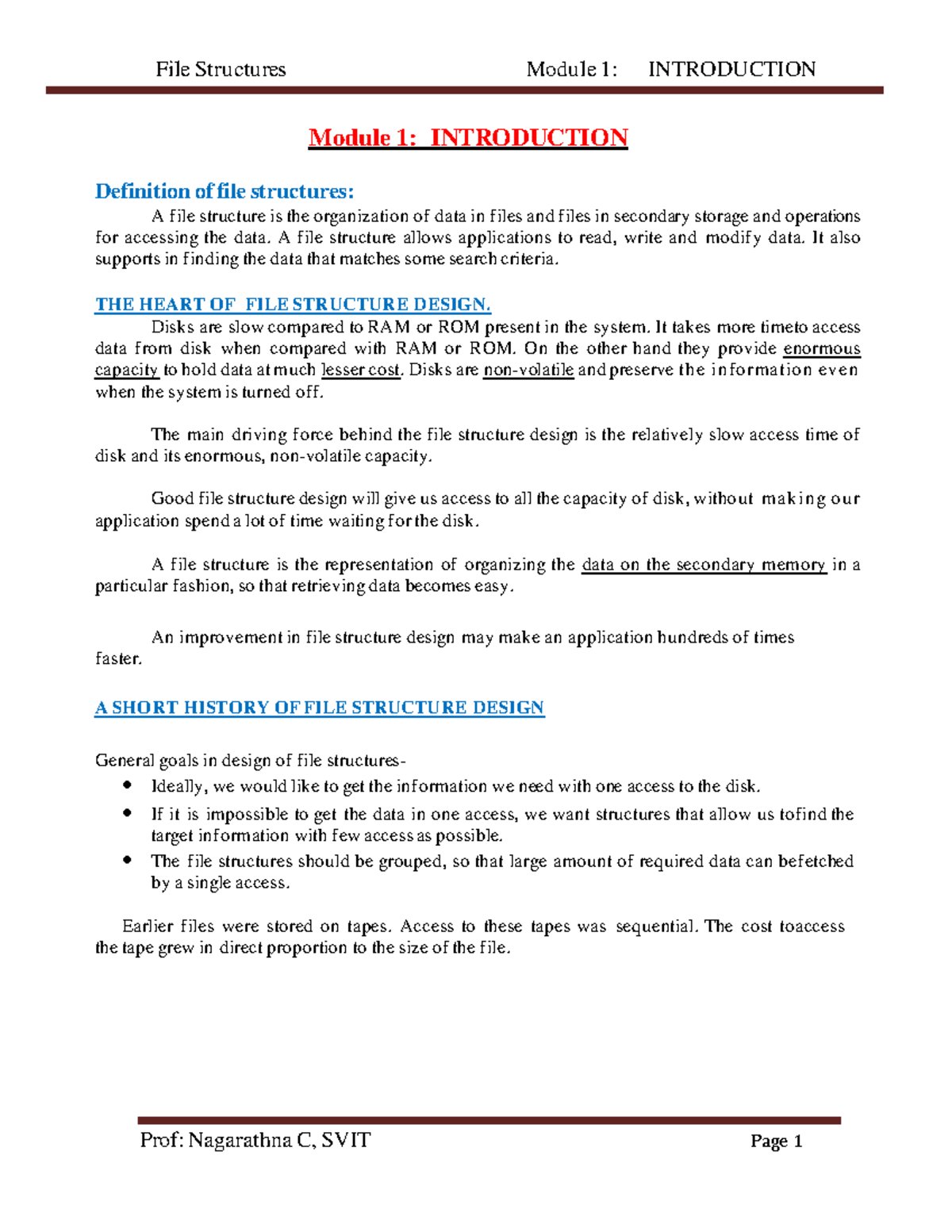 Module 1 Fs File Structure Model 1 Notes Module 1 Introduction Definition Of File