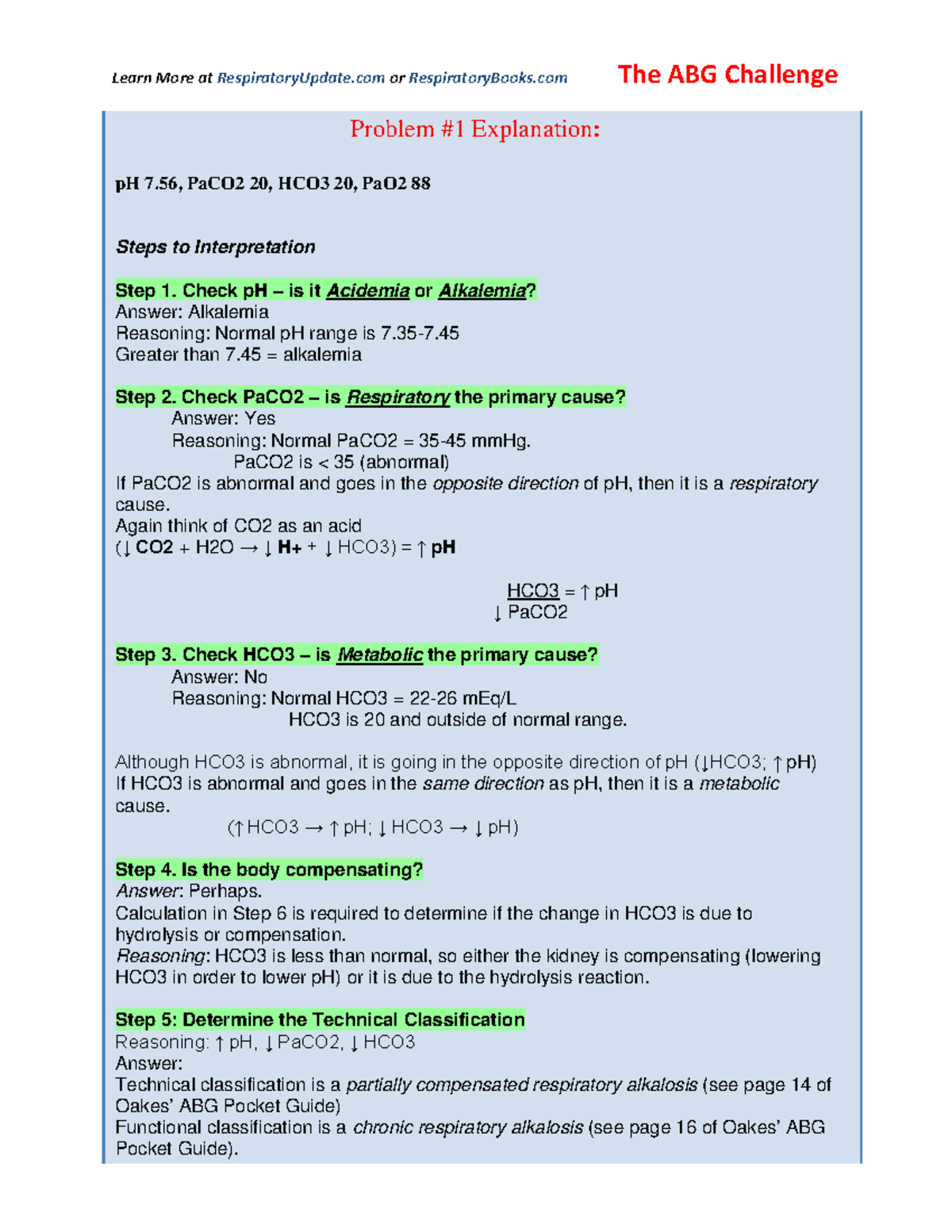 Abg challenge answers - Learn More at RespiratoryUpdate or ...
