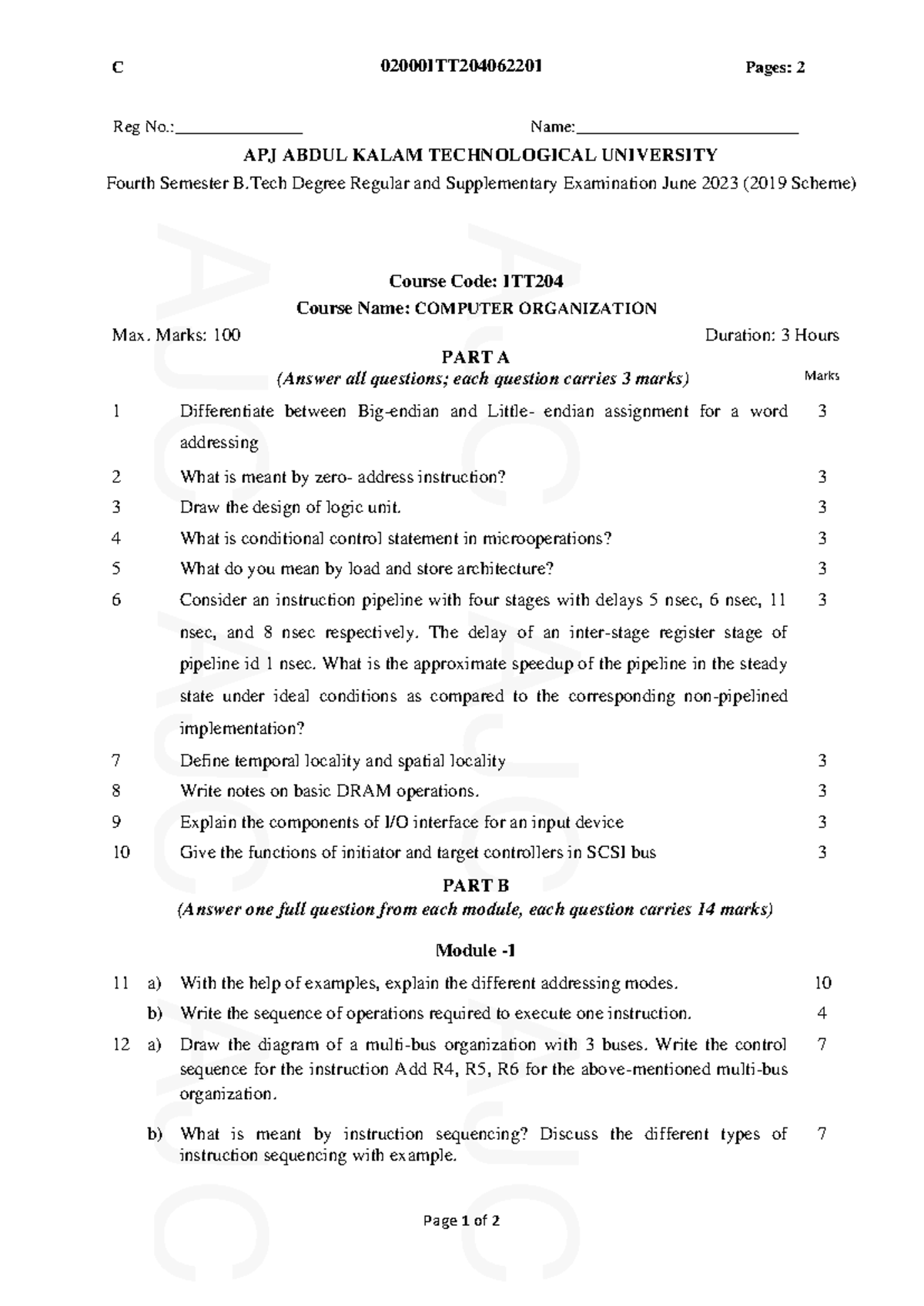 2023 June ITT204-D - Question paper - 02000ITT Page 1 of 2 Course Code ...