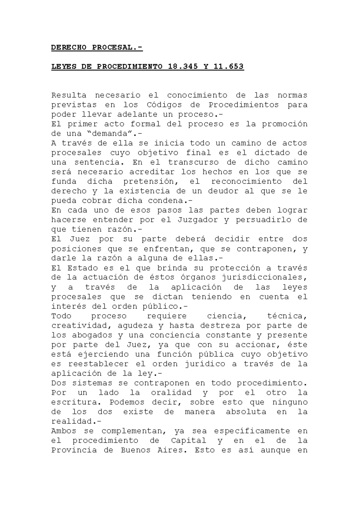 LEY 18345 LEY 11653 - DERECHO PROCESAL.- LEYES DE PROCEDIMIENTO 18 Y 11 ...