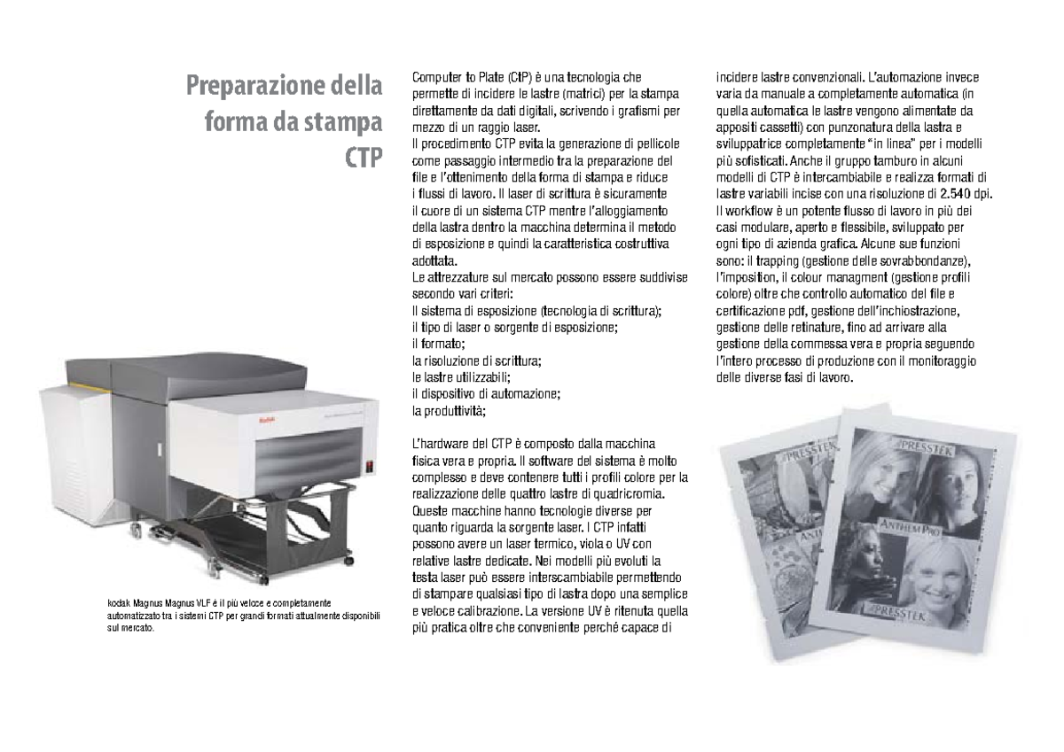 Workflow CTP - Varie stampanti - Computer to Plate (CtP) è una ...
