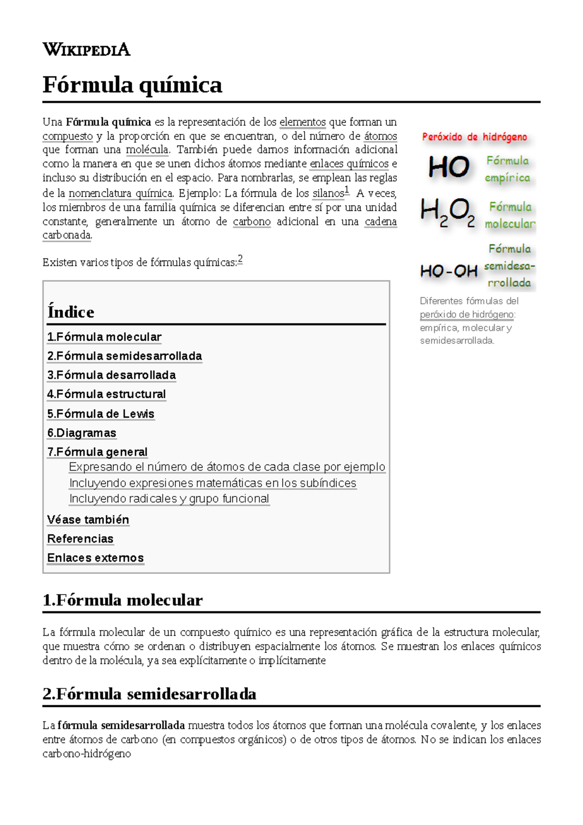 Fórmula química Una Fórmula química es la representación de los ...