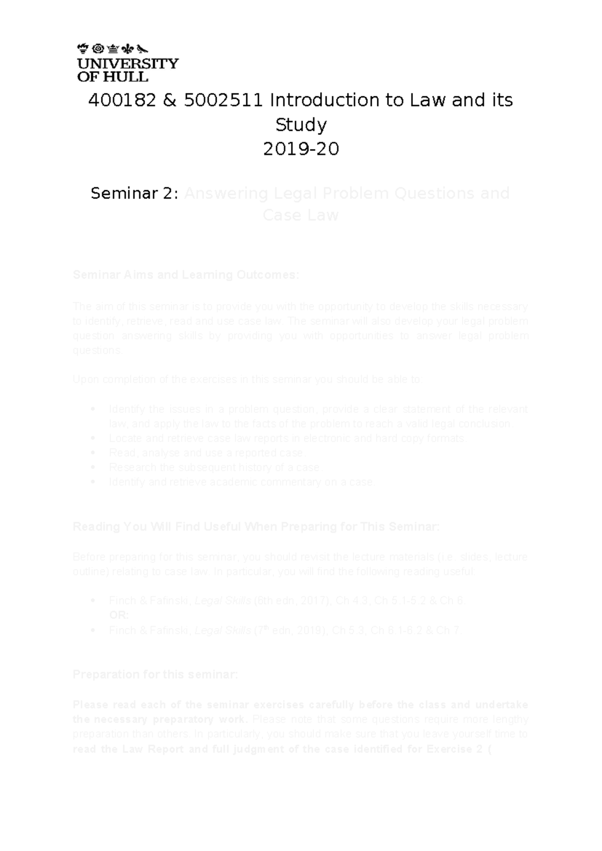 Seminar 2 Activities Sheet 2018-19 - 400182 & 5002511 Introduction to ...