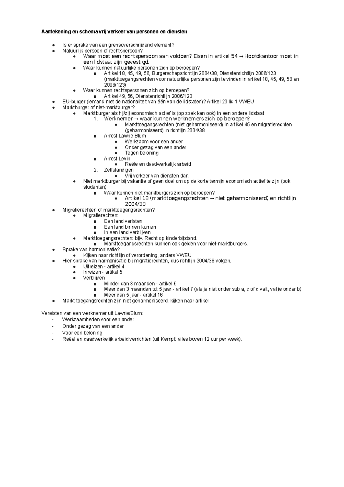 Stappenplan / schema - Aantekening en schema vrij verkeer van personen ...