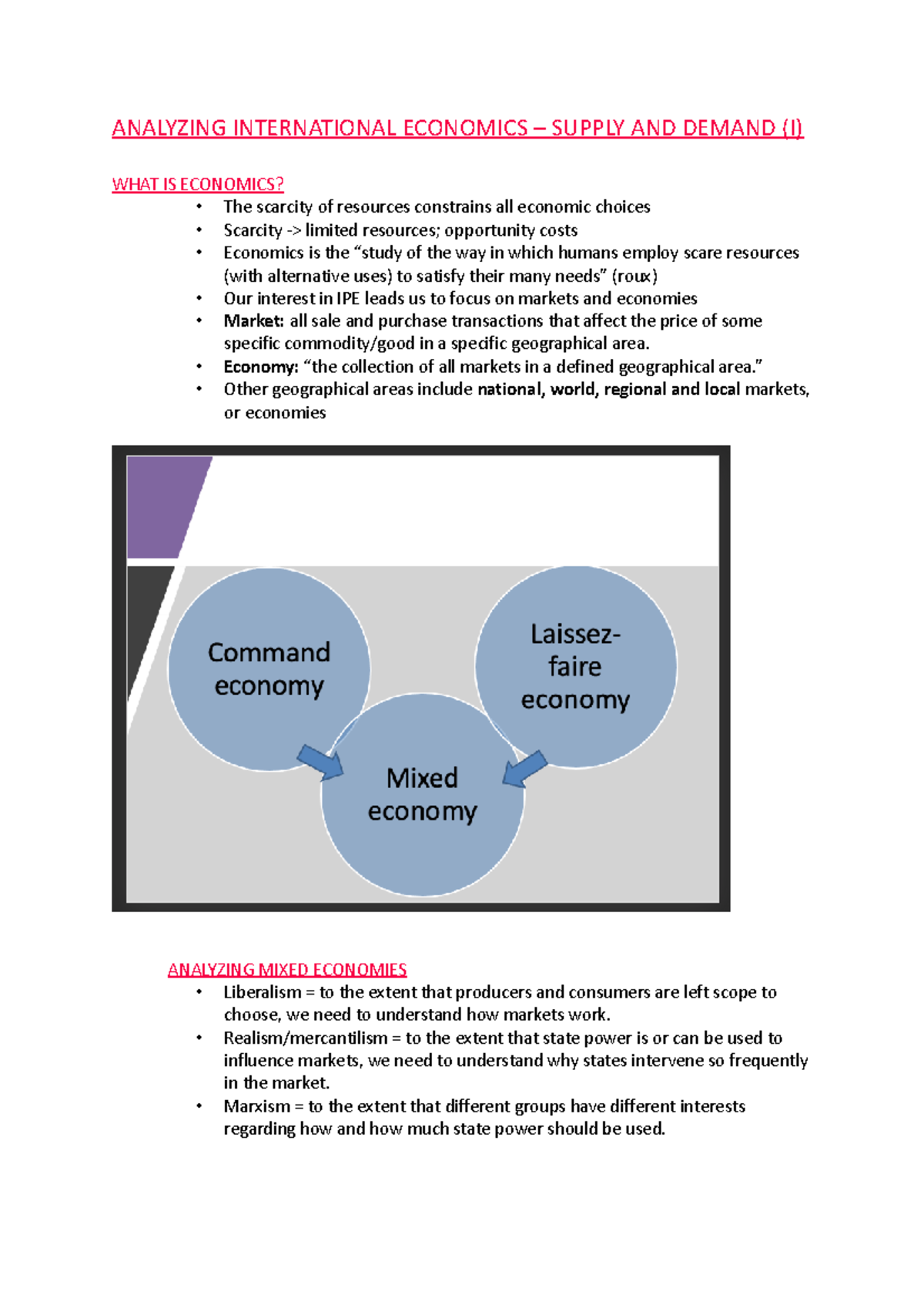 IPE - WEEK 3 - Summary of weekly content. - ANALYZING INTERNATIONAL ...