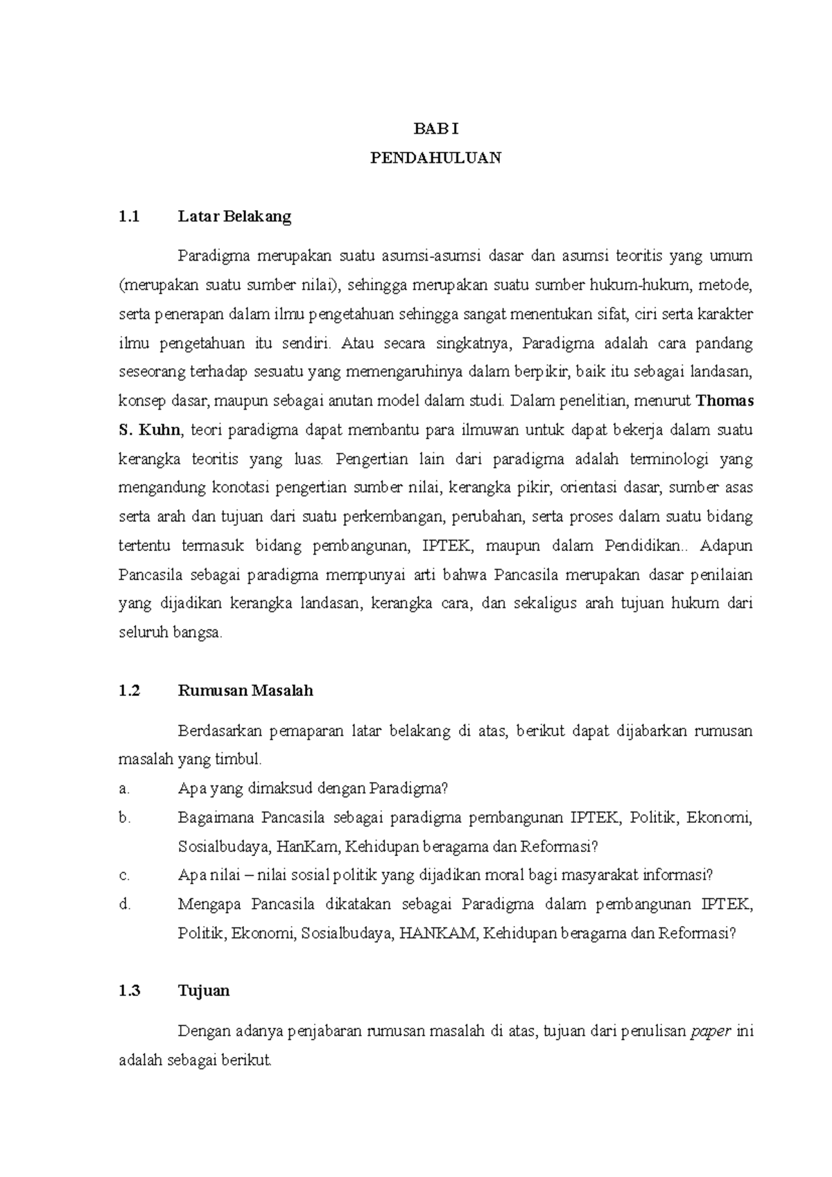 Individual paper pancasila - BAB I PENDAHULUAN 1 Latar Belakang ...
