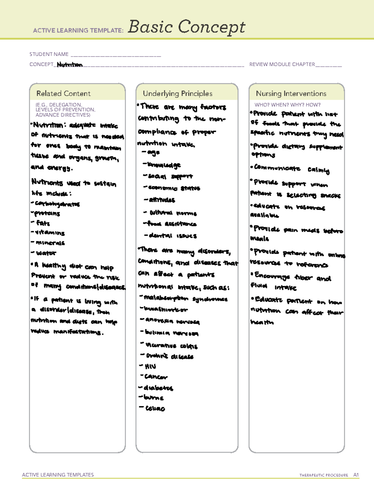Nutrition ATI Basic Concept - ACTIVE LEARNING TEMPLATE: Basic Concept ...