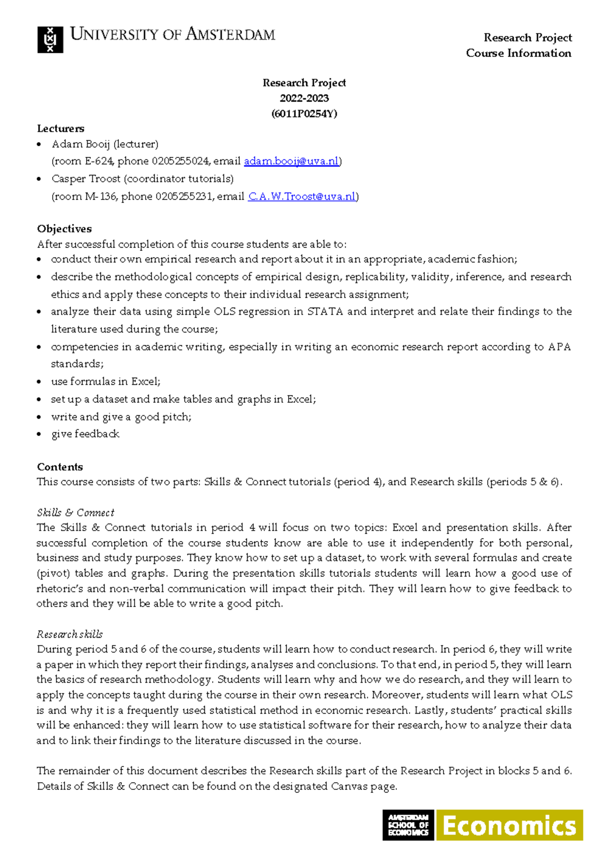 Courseinfo - Cour Syllabus of research project. Year 1 EBE - Research ...