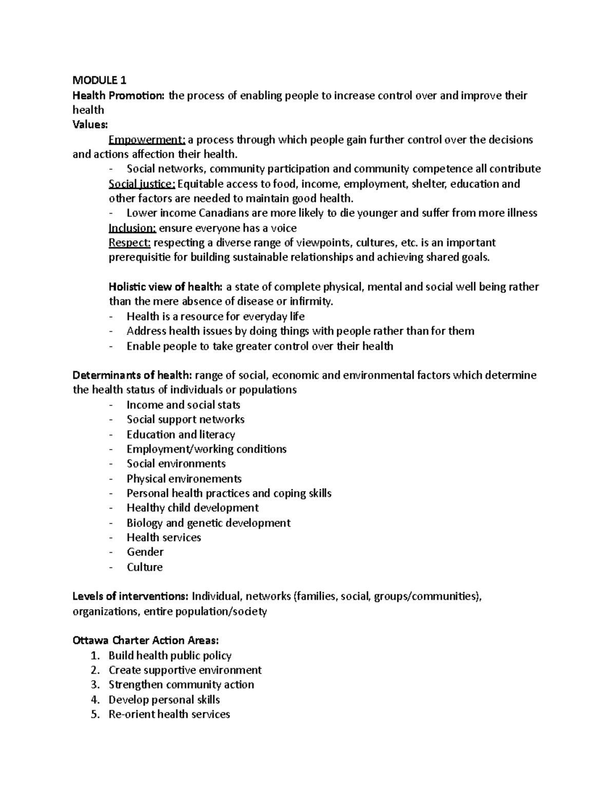Class 3 - Health Promotion Modules - MODULE 1 Health Promotion: the ...