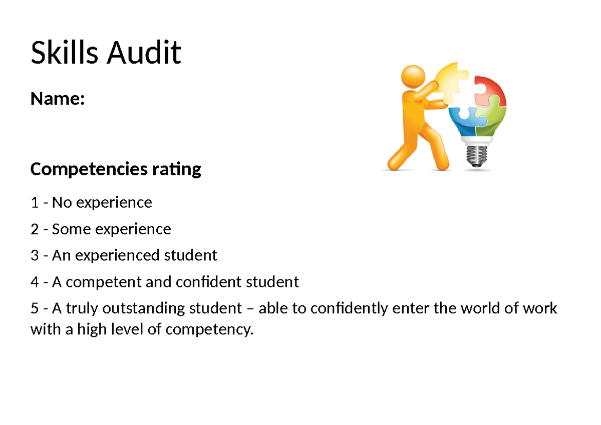 2024 Skills Audit - Skills Audit Name: Competencies rating 1 - No ...