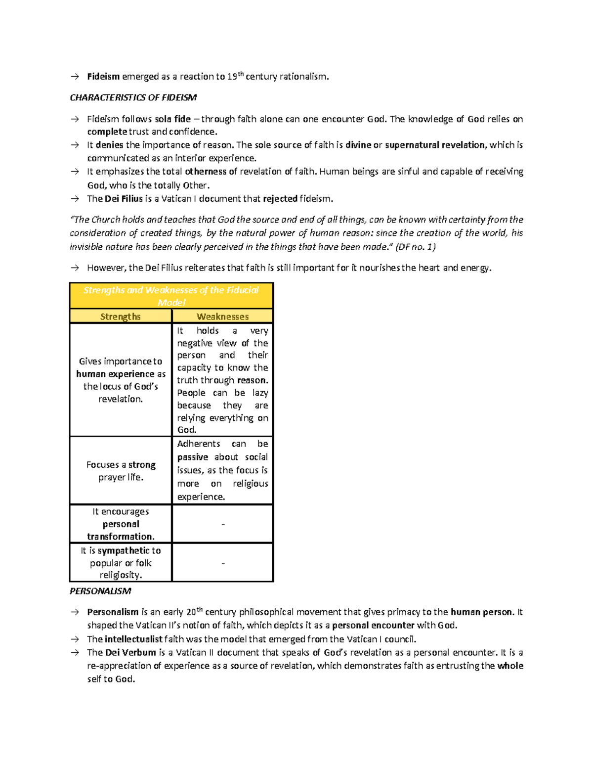 THEO 11 - Fiducial Faith - Fideism emerged as a reaction to 19th ...