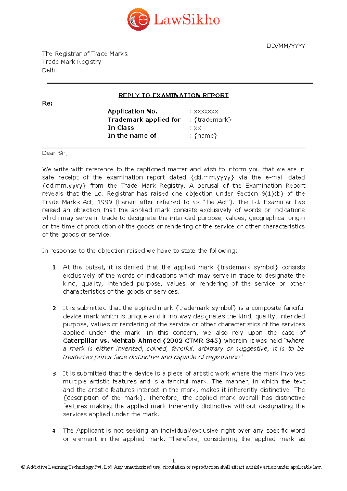 2 Reply To Examination Report lyst5137 - DD/MM/YYYY The Registrar of ...