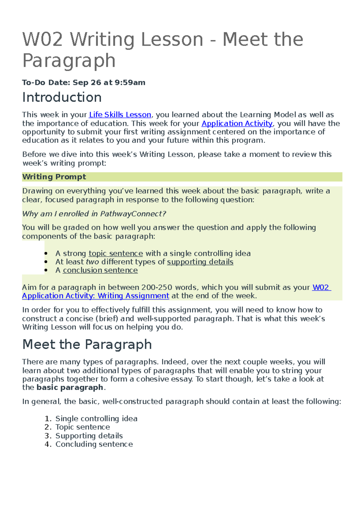 W02 Writing Lesson - Meet the Paragraph - W02 Writing Lesson - Meet the ...