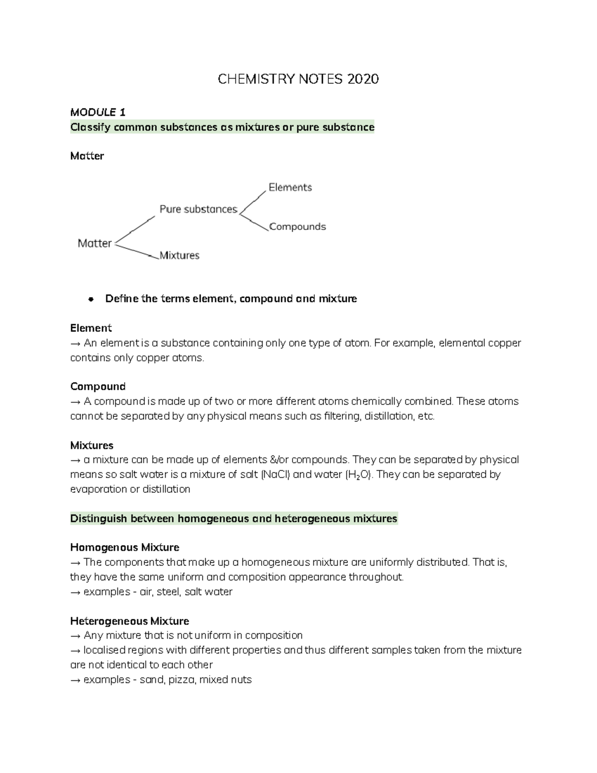 Year 11 chem - Module 1-4 Chemistry Summary Notes - CHEMISTRY NOTES ...