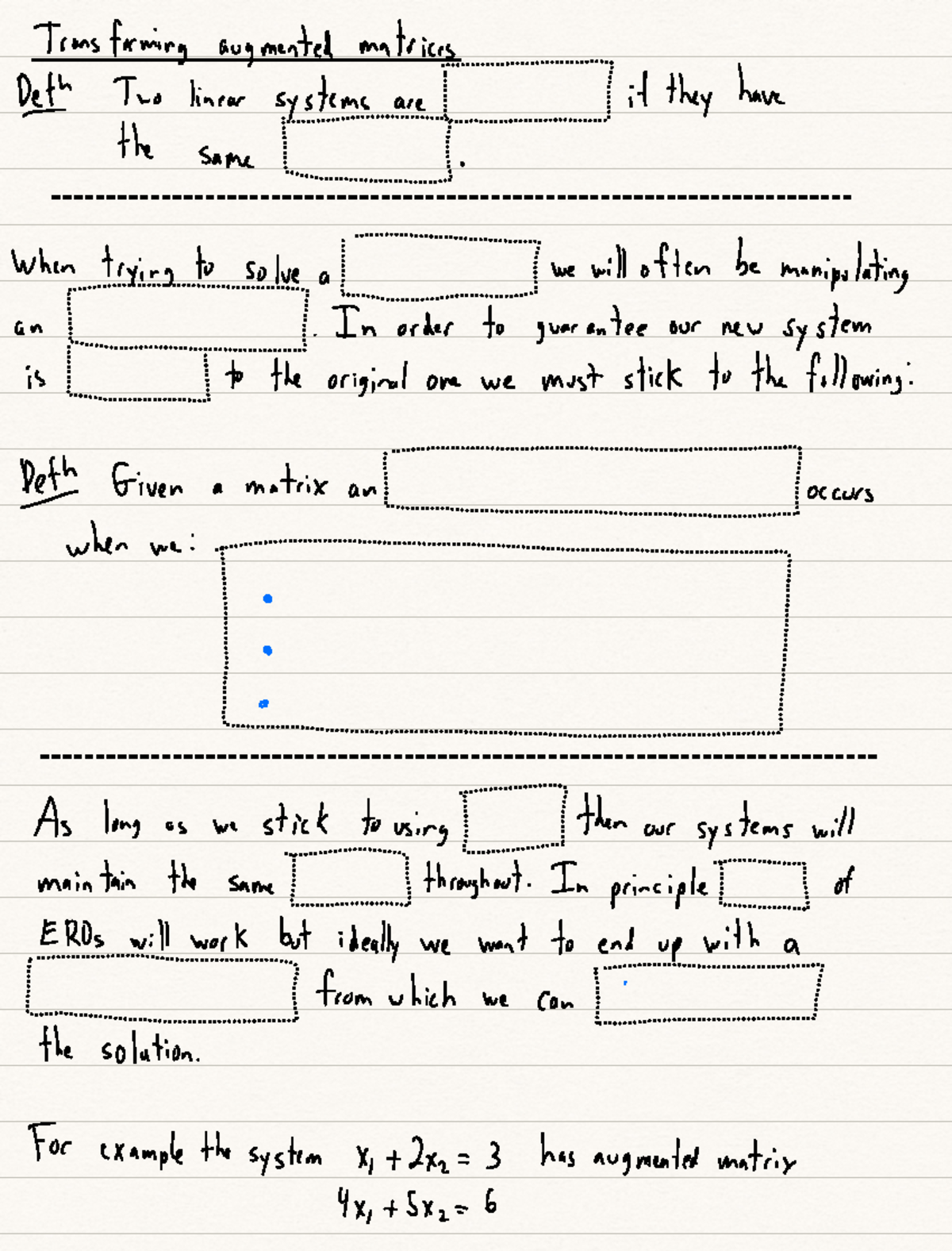 Lecture 08 (ERO, REF, RREF) - template - Transforming augmented ...