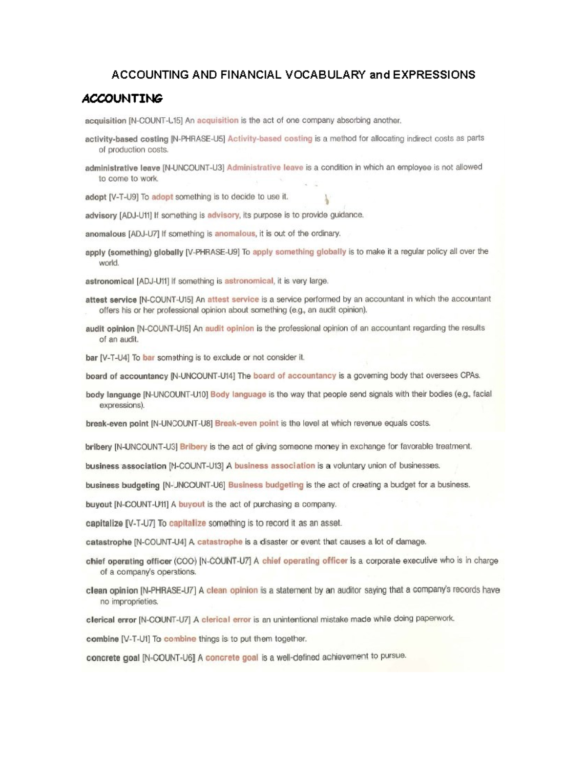 Accounting AND Financial Vocabulary and Expressions removed ...